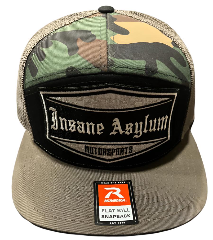Black & Camo Snapback Cap: Rugged Style & Custom Swagger – Insane Asylum Motorsports