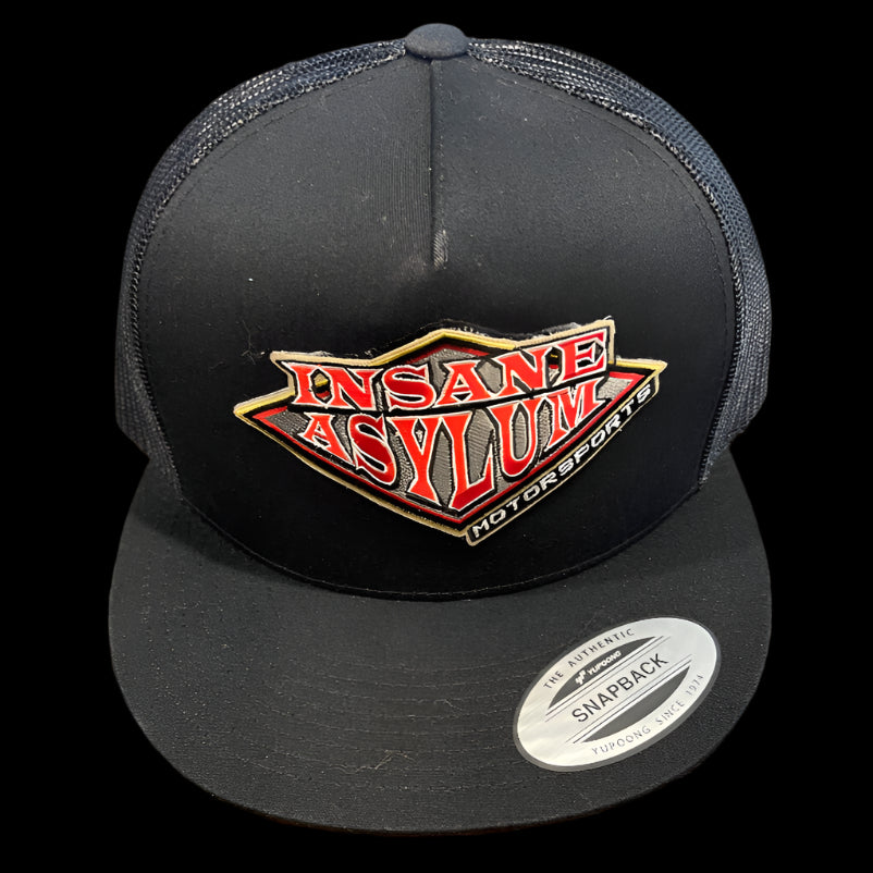 Black on Black Patch Mesh Flat Bill Hat Bold Look & Iconic Branding ...